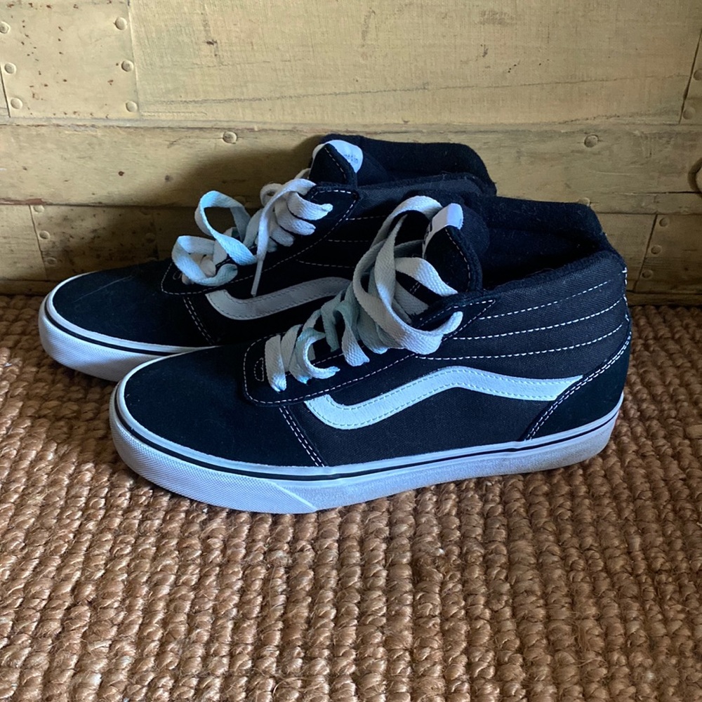 Vans Sneakers High Top Y2k Black White Suede Leather … - Gem